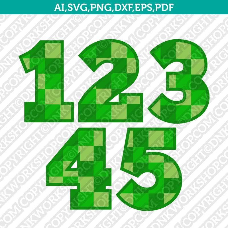 Mine Pattern Theme Minecraft Numbers SVG Vector Cricut Laser Cut File ...