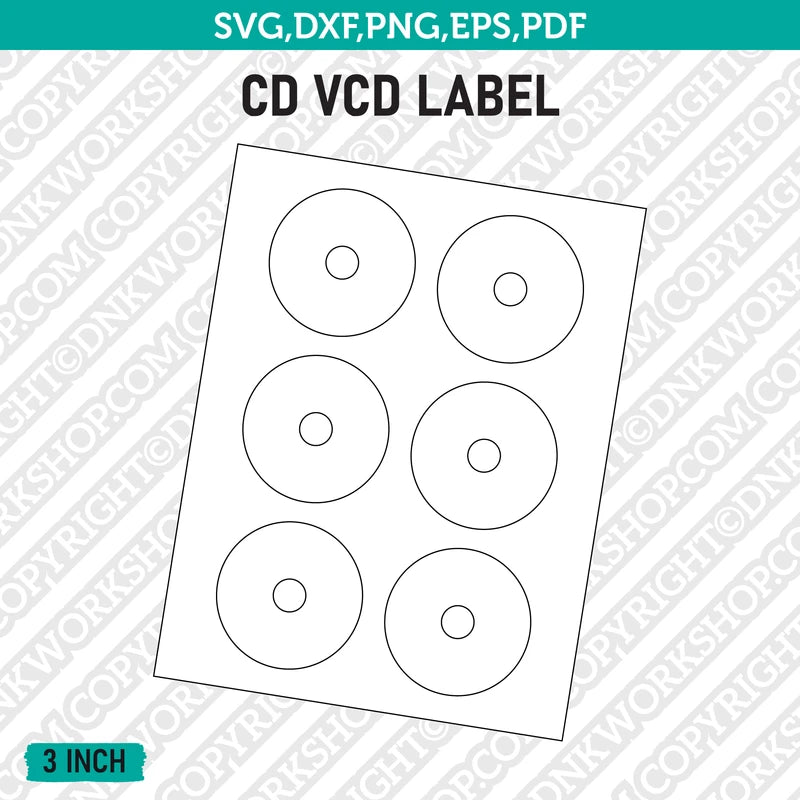 3 Inch Mini CD Label Template SVG Cut File Vector Cricut Clipart Png D ...