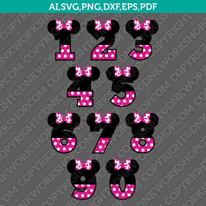 Minnie Numbers Birthday Party SVG Vector Cricut Cut File – DNKWorkshop