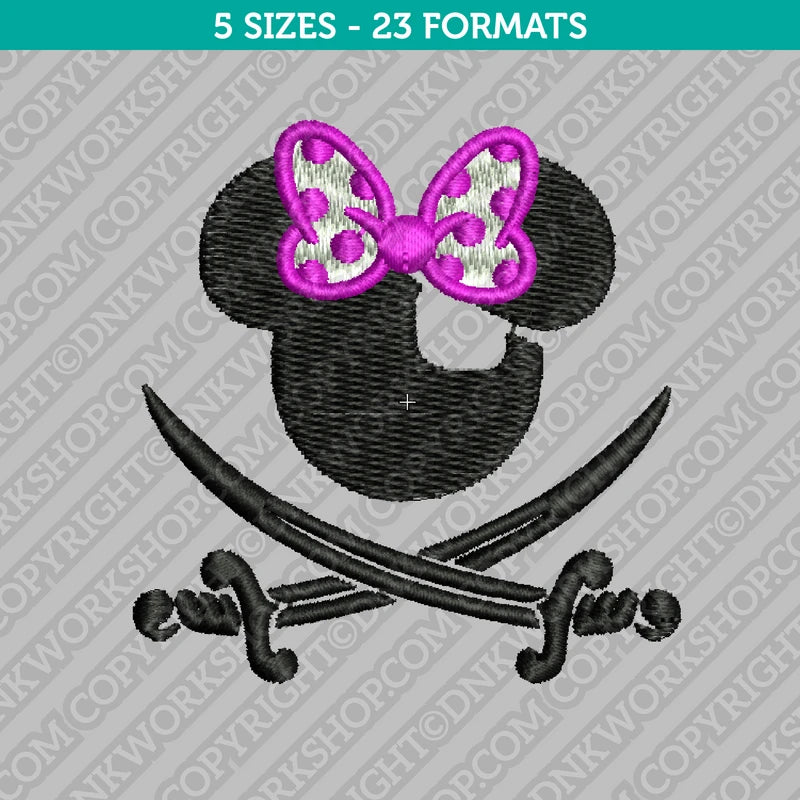 Minnie Mouse Pirate Embroidery Design - 5 Sizes - INSTANT DOWNLOAD ...