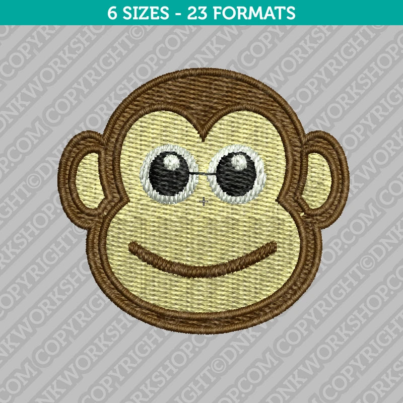 Monkey Face Embroidery Design - 6 Sizes - INSTANT DOWNLOAD – DNKWorkshop