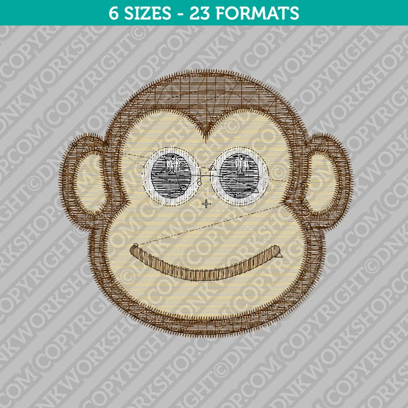Monkey Face Embroidery Design - 6 Sizes - INSTANT DOWNLOAD – DNKWorkshop