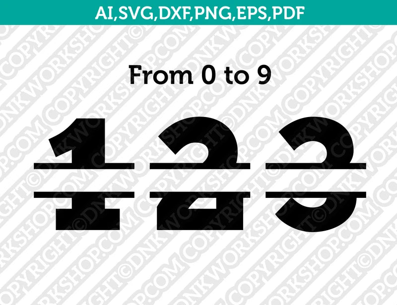 Monogram Split Frame Numbers SVG Cricut Cut File Clipart Png Eps Dxf ...
