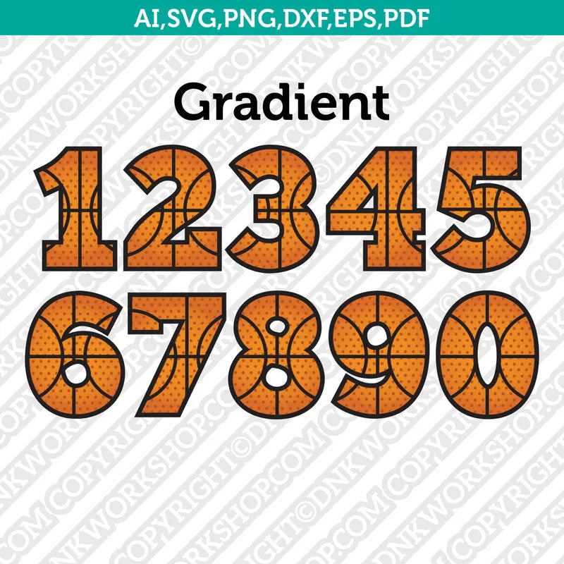 NBA Basketball Numbers SVG Vector Silhouette Cameo Cricut Cut File ...