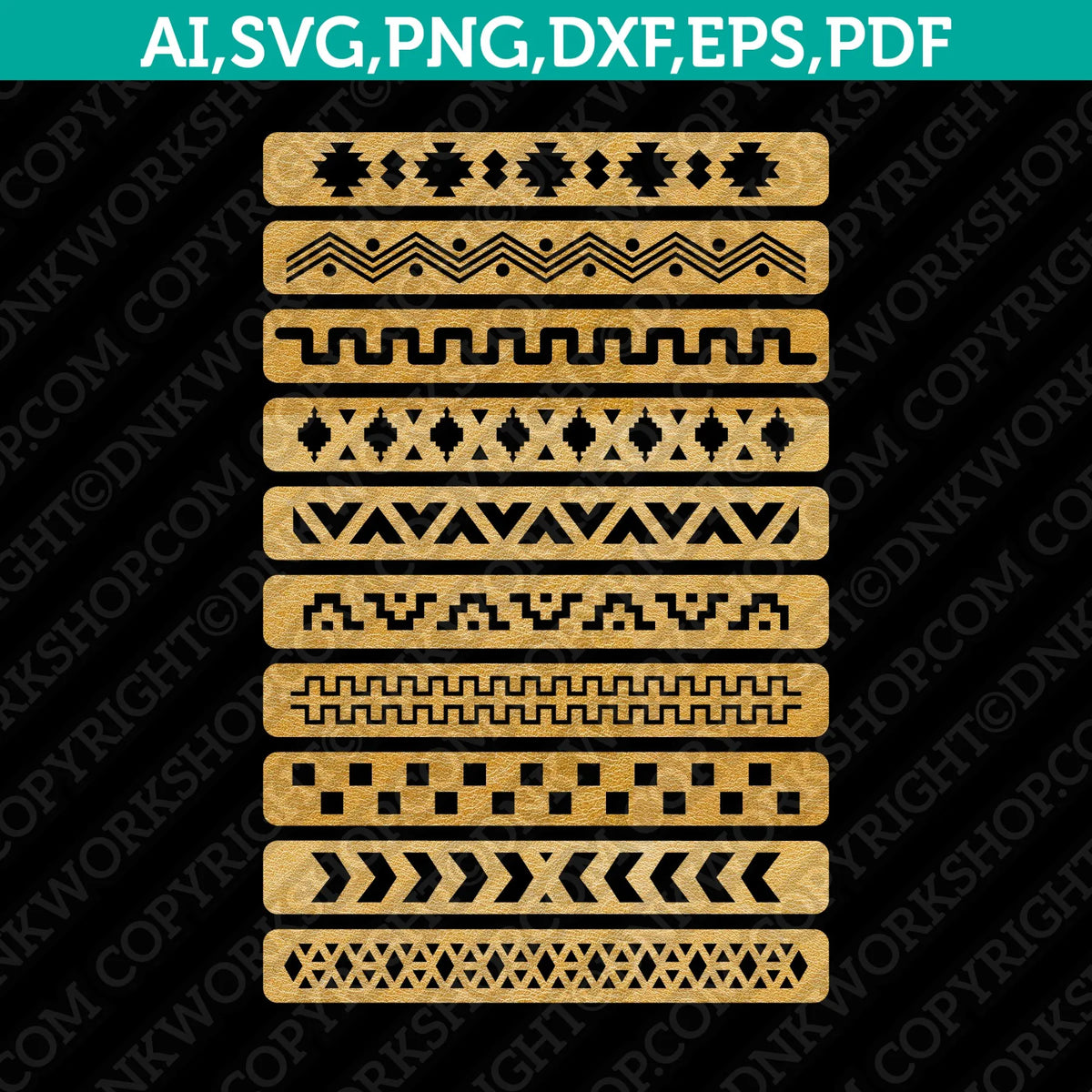 Native American Cherokee Navajo Apache Aztec Bracelet Template SVG ...