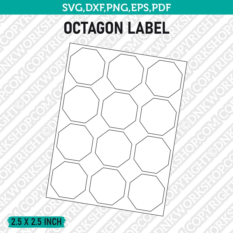 Octagon Label Template SVG Vector Cricut Cut File Clipart Png Eps Dxf ...
