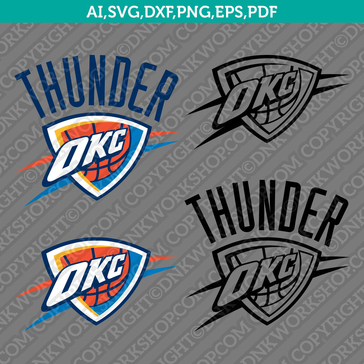 Oklahoma City Thunder Logo SVG Bundle | NBA Vector Files Cricut ...