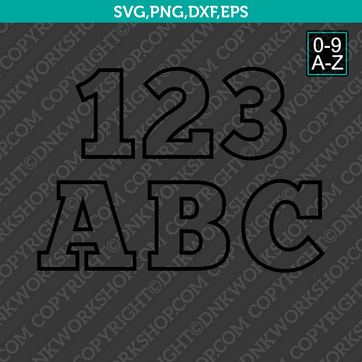 Outline Alphabet & Number SVG 0-9 A-Z | Cricut Cut Files – DNKWorkshop