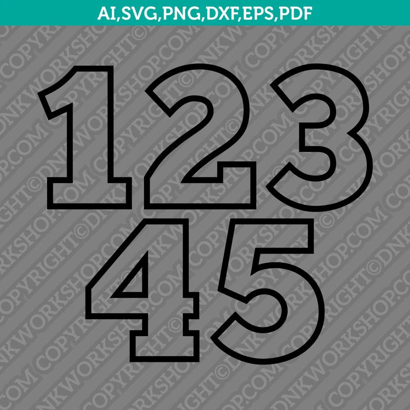 Outline Numbers Birthday Party SVG Vector Cricut Cut File Png Dxf Eps ...