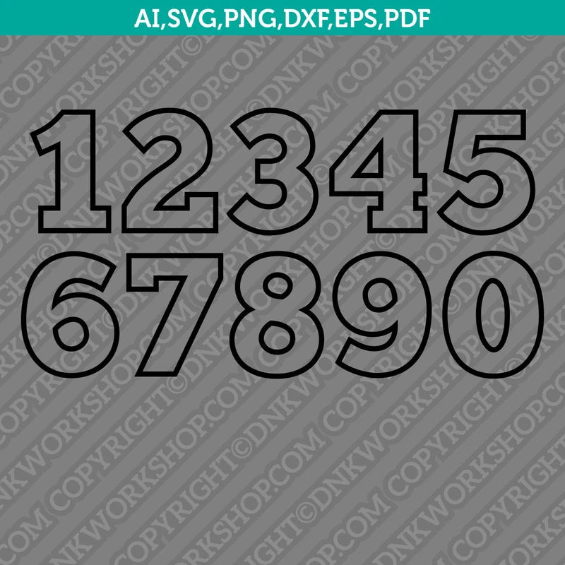 Outline Numbers Birthday Party SVG Vector Cricut Cut File Png Dxf Eps ...