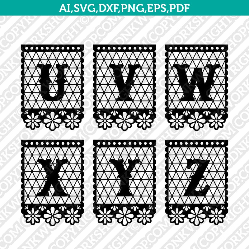 Papel Picado Letter Font Alphabet Lettering SVG Cut File Cricut Clipart ...