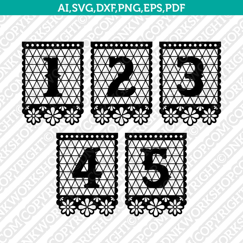 Papel Picado Numbers Cinco de Mayo Day of Death Coco SVG Cut File ...