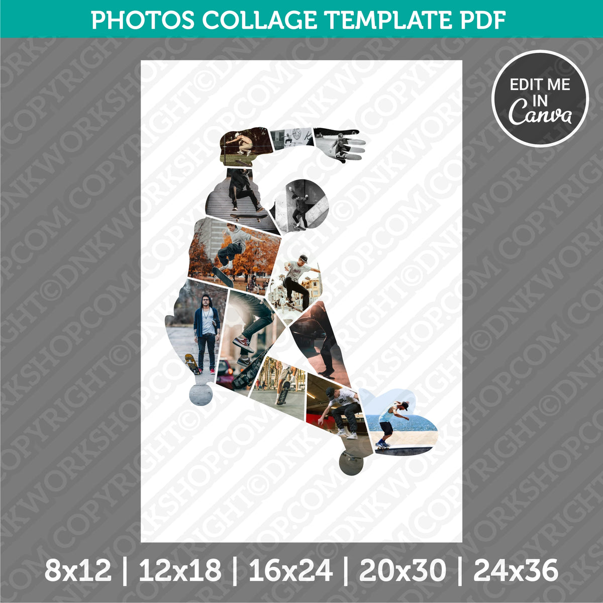 Skateboarding Skateboard Photo Collage Template Canva PDF – DNKWorkshop