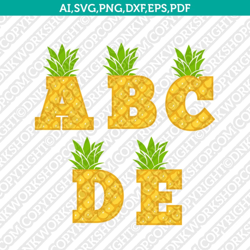 Pineapple Pattern Letter Font Alphabet SVG Vector Cricut Cut File ...