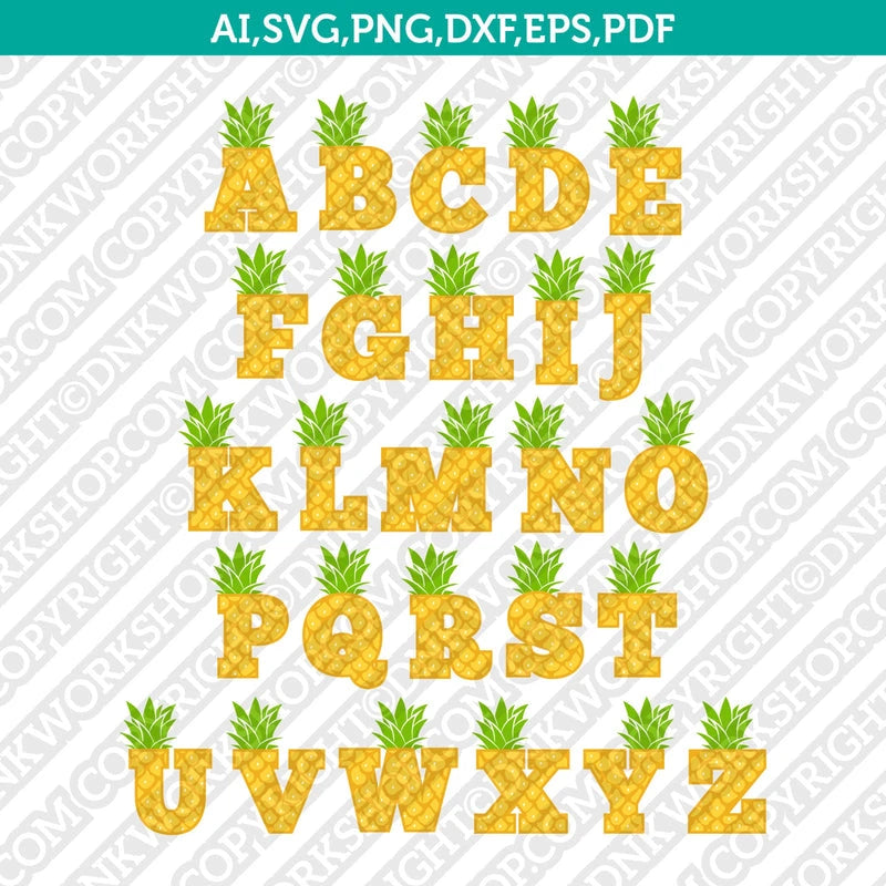Pineapple Pattern Letter Font Alphabet SVG Vector Cricut Cut File ...