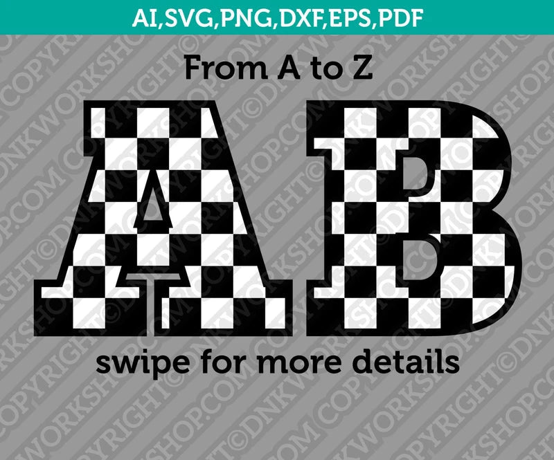 Racing Checkered Flag Letters Fonts Alphabet SVG Cricut Cut File ...