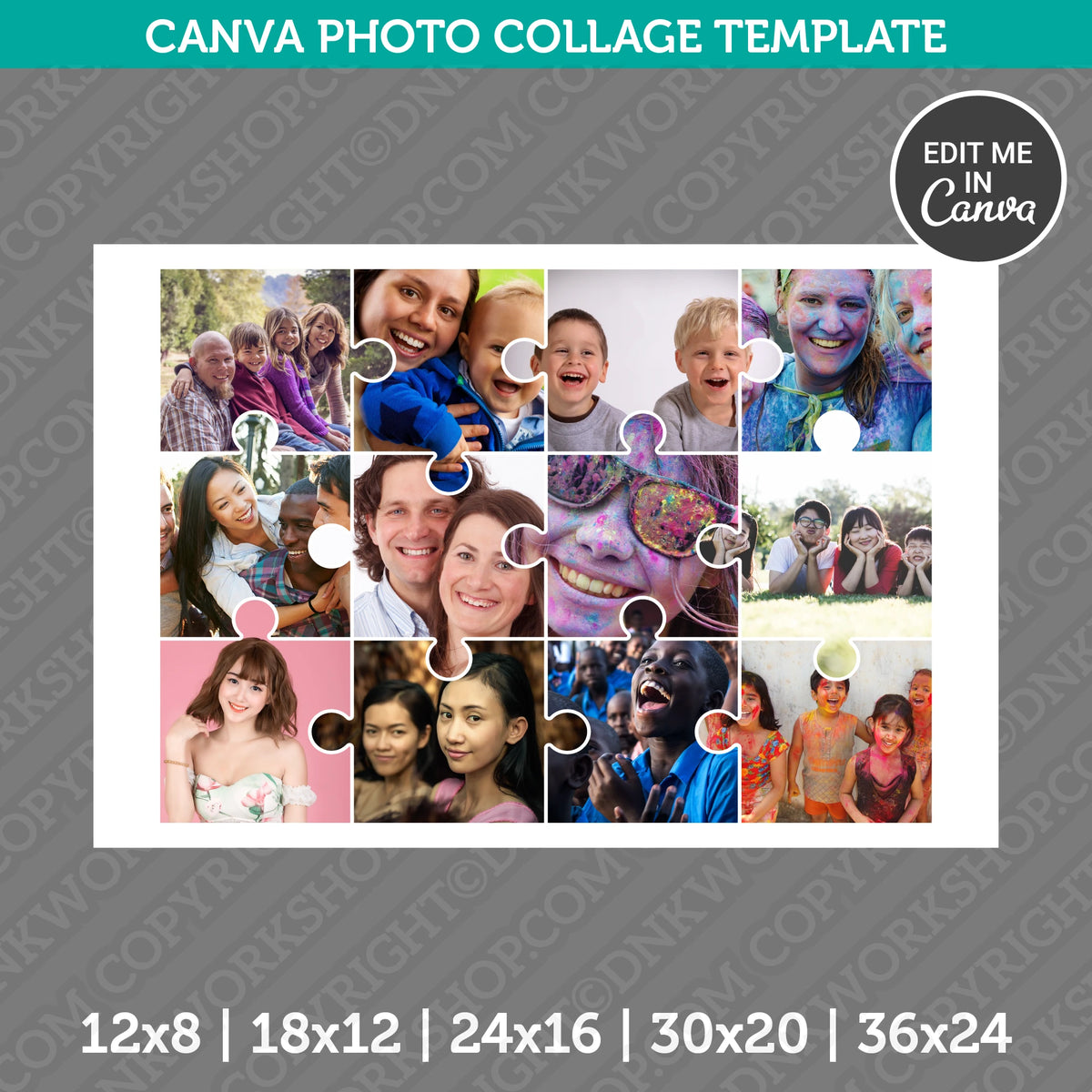 Rectangular Jigsaw Puzzle Photo Collage Template PDF Canva – DNKWorkshop