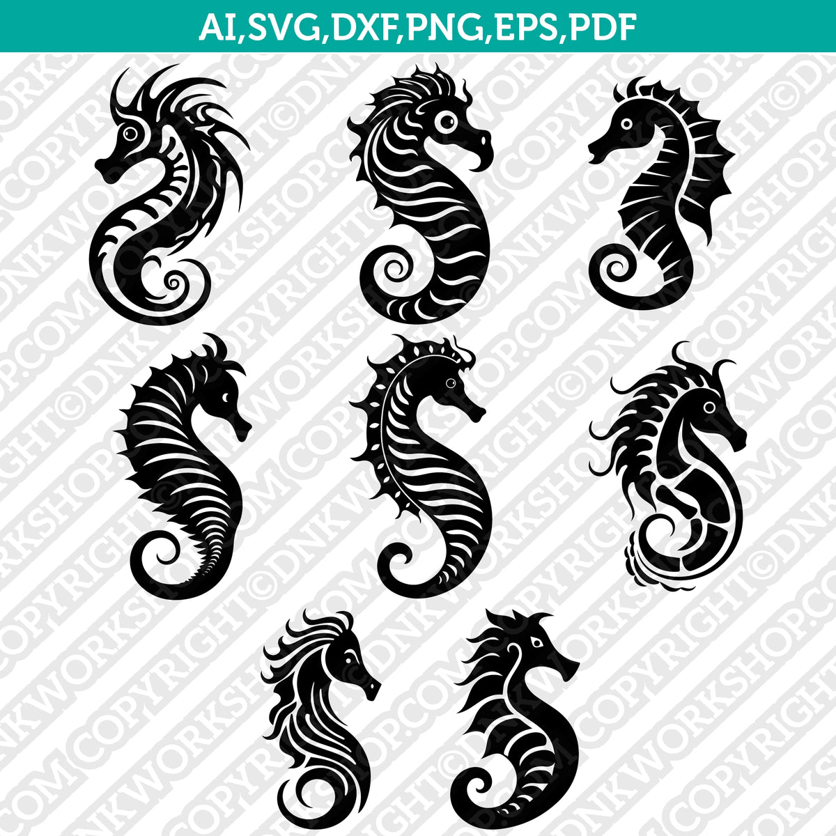 Seahorse SVG Mascot Cut File Cricut Clipart Silhouette Png – DNKWorkshop
