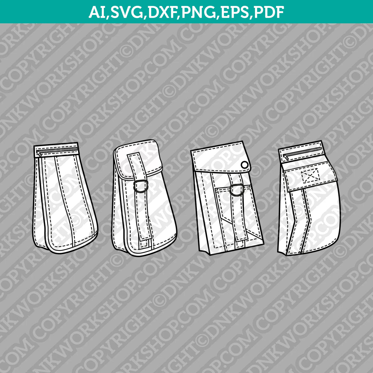 Trouser Shirt Pocket SVG Cut File CAD Technical Flat Sketch Fashion PD ...