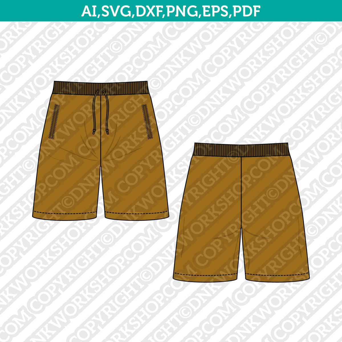 Short Pants Template SVG CAD Flat Sketch Fashion Cut File Cricut Clipa ...