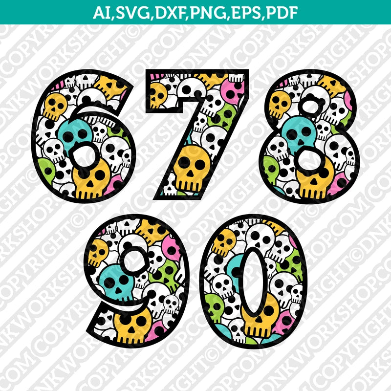Skull Bones Numbers Printable SVG Cut File Cricut Clipart Png Eps Dxf ...