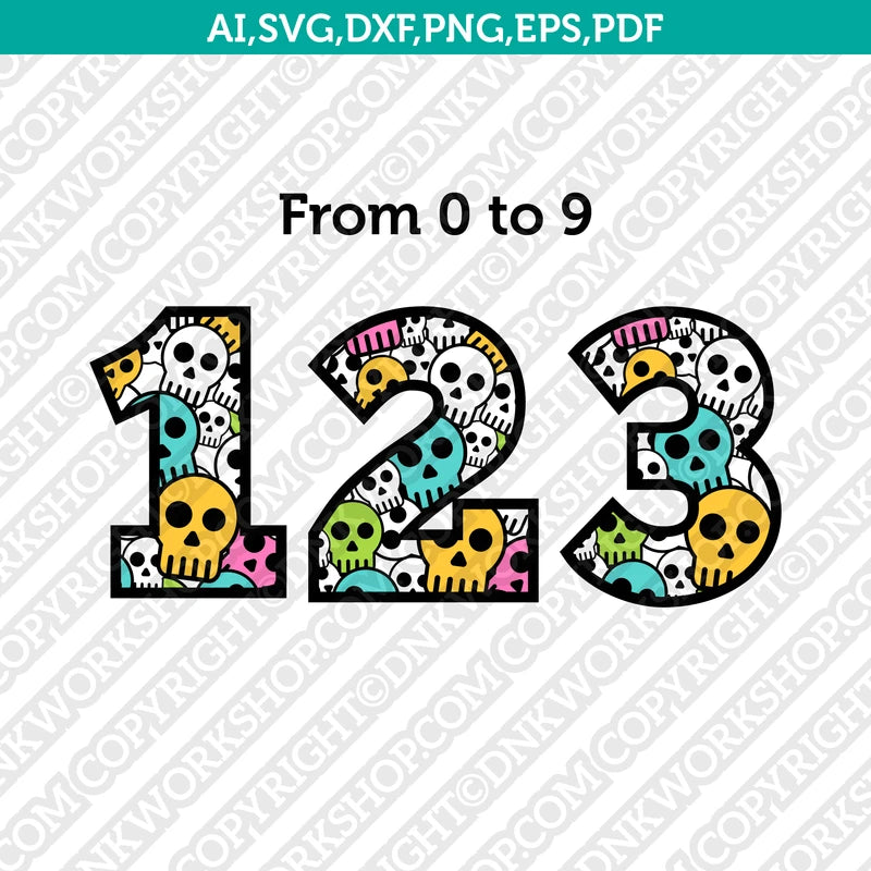 Skull Bones Numbers Printable SVG Cut File Cricut Clipart Png Eps Dxf ...