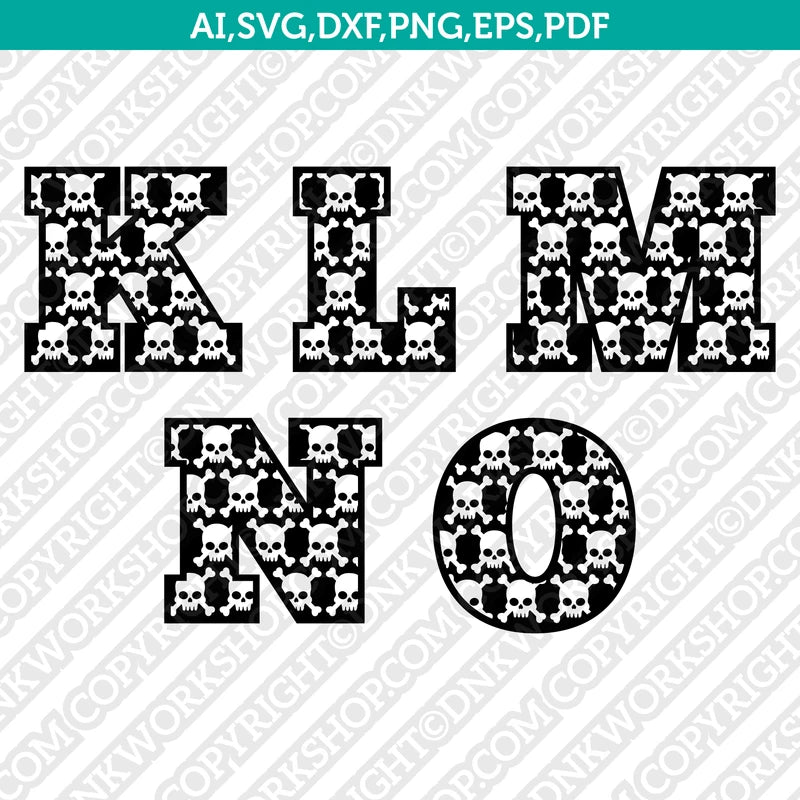 Skull Letters Bones Fonts Alphabet Lettering Birthday Party SVG Vector ...
