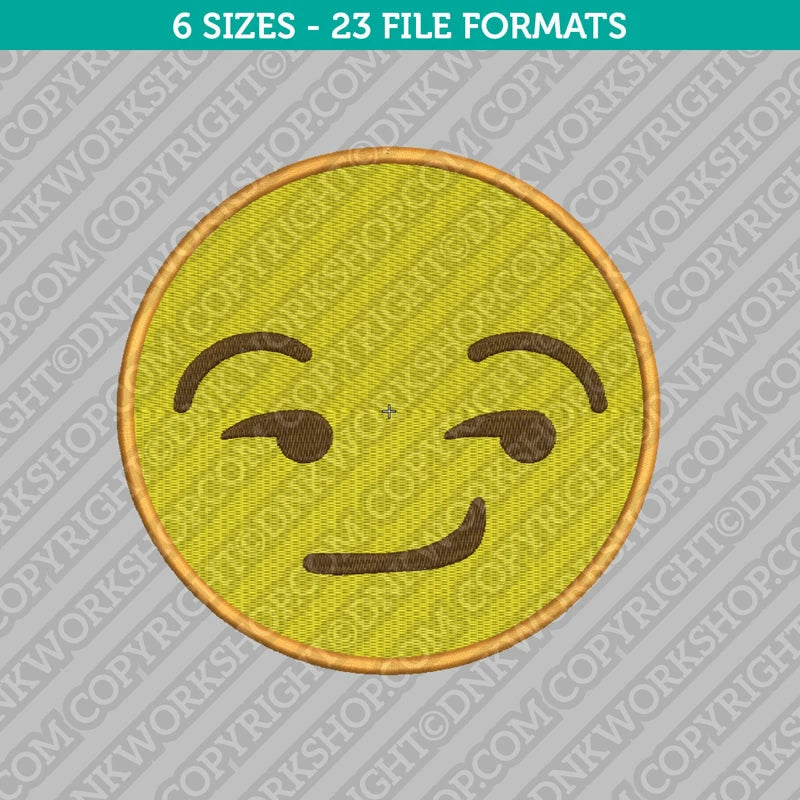 Smirk Face Emoji Emoticon Machine Embroidery Design – DNKWorkshop