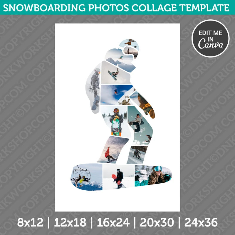 Snowboarding Photo Collage Template Canva PDF – DNKWorkshop