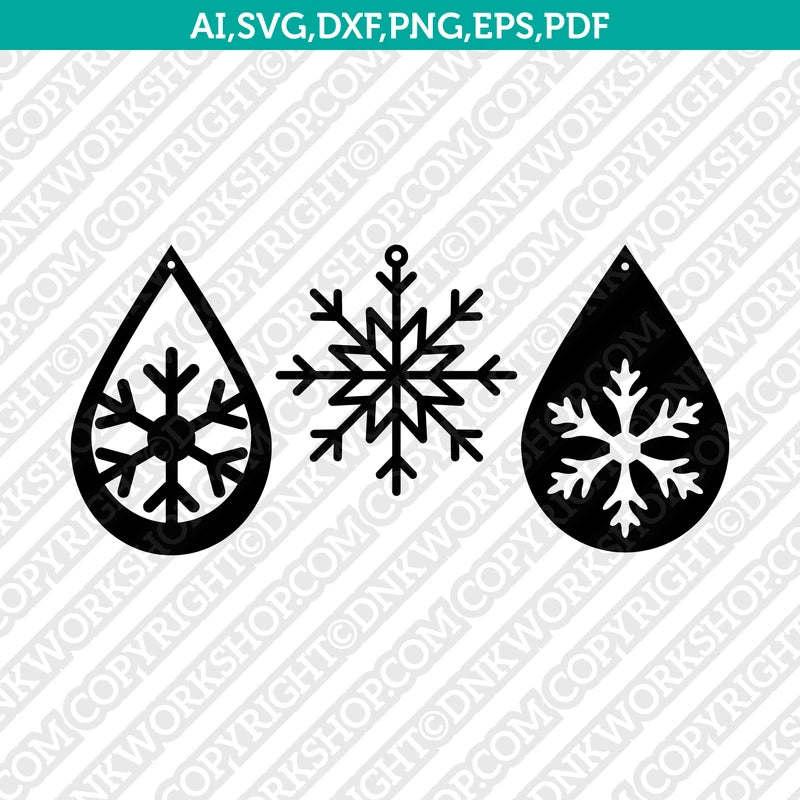 Snowflake Earring SVG Vector Silhouette Cameo Cricut Laser Cut File Dxf ...