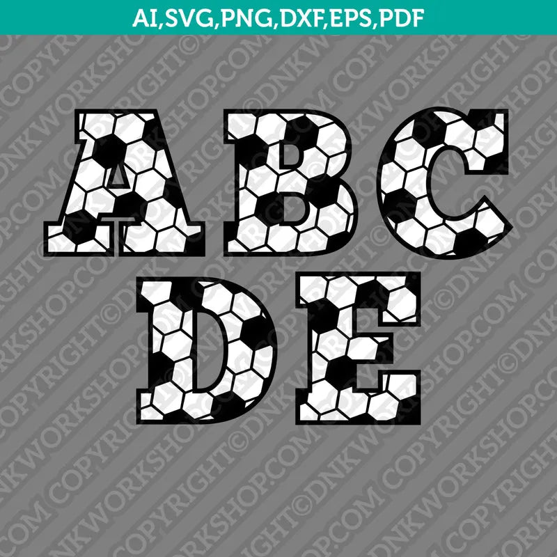 Soccer Ball Football Letters Fonts Alphabet SVG Vector Cricut Cut File ...