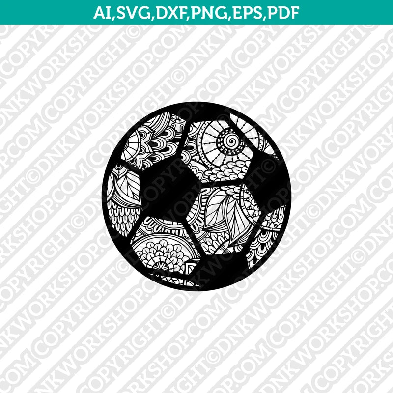Soccer Mandala Zentangle SVG Cricut Cut File Clipart Png Eps Vector ...