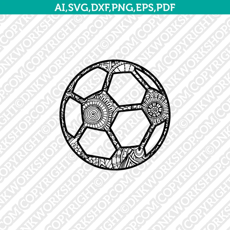 Soccer Mandala Zentangle SVG Cricut Cut File Clipart Png Eps Vector ...