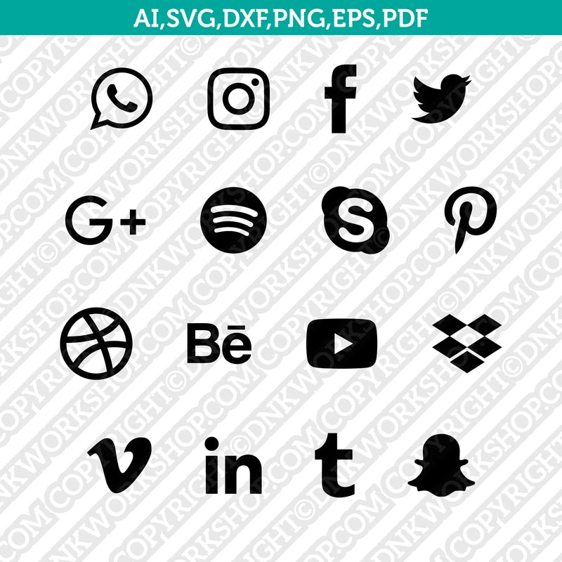 Social Media Youtube Twitter Facebook Instagram Whatsapp Pinterest SVG ...