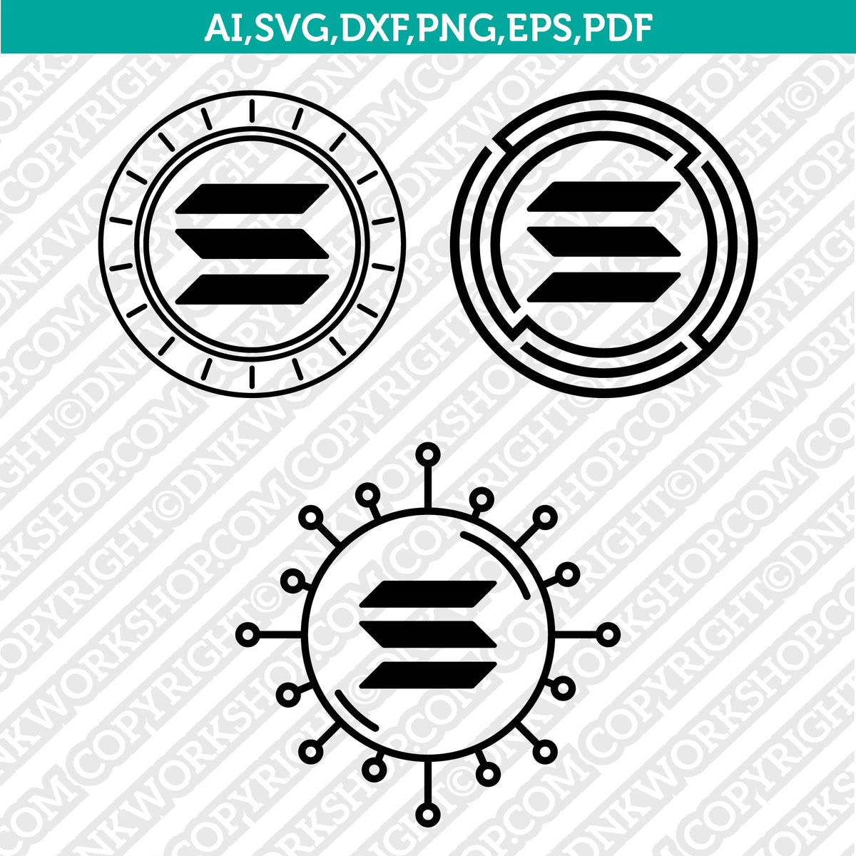 Solana Logo SVG Cryptocurrency Cricut CutFile Clipart Dxf Eps Png Silh ...