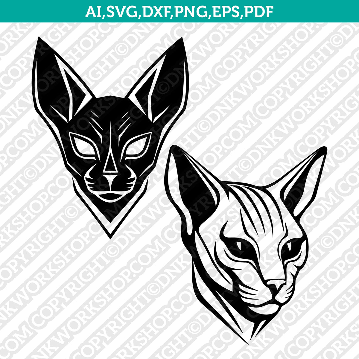 Sphynx Cat SVG Mascot Cut File Cricut Clipart Silhouette Png – DNKWorkshop