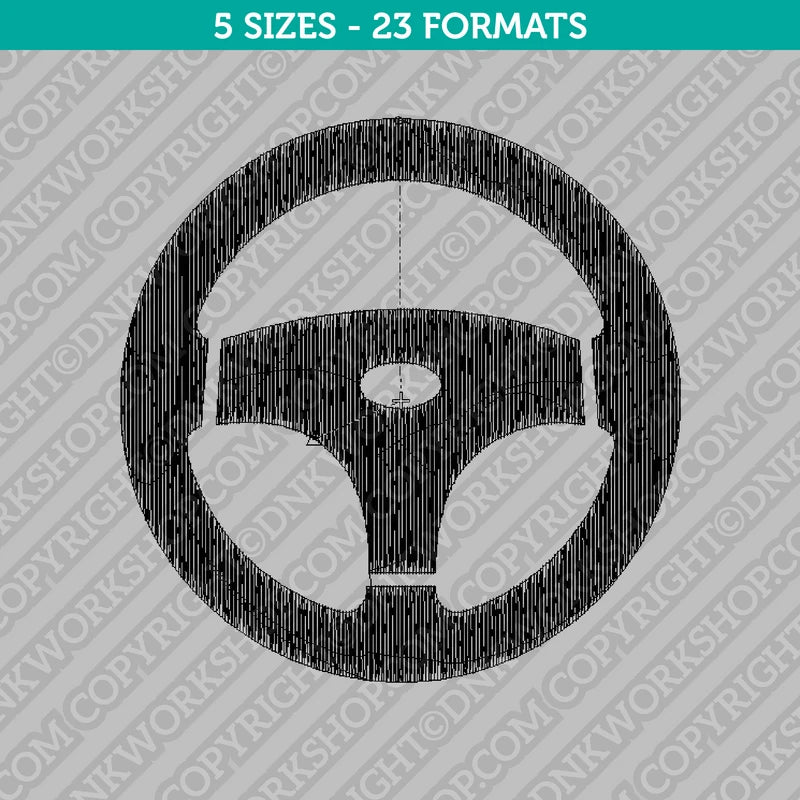 Steering Wheel Embroidery Design - 5 Sizes - INSTANT DOWNLOAD – DNKWorkshop