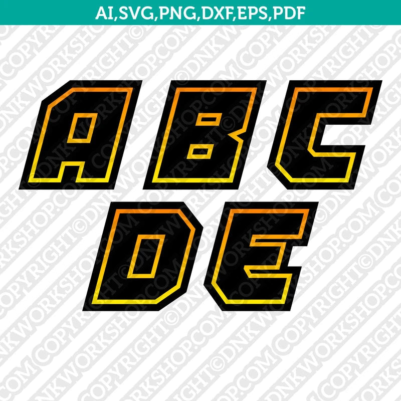 Supercross Motocross Racing Nascar Letters Font SVG Cricut Cut File ...