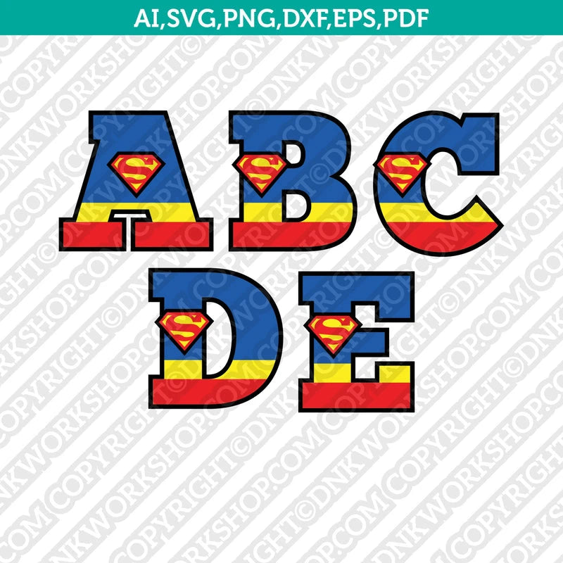 Superman Superhero Cartoon Letters Fonts Alphabet SVG Cut File Vector ...