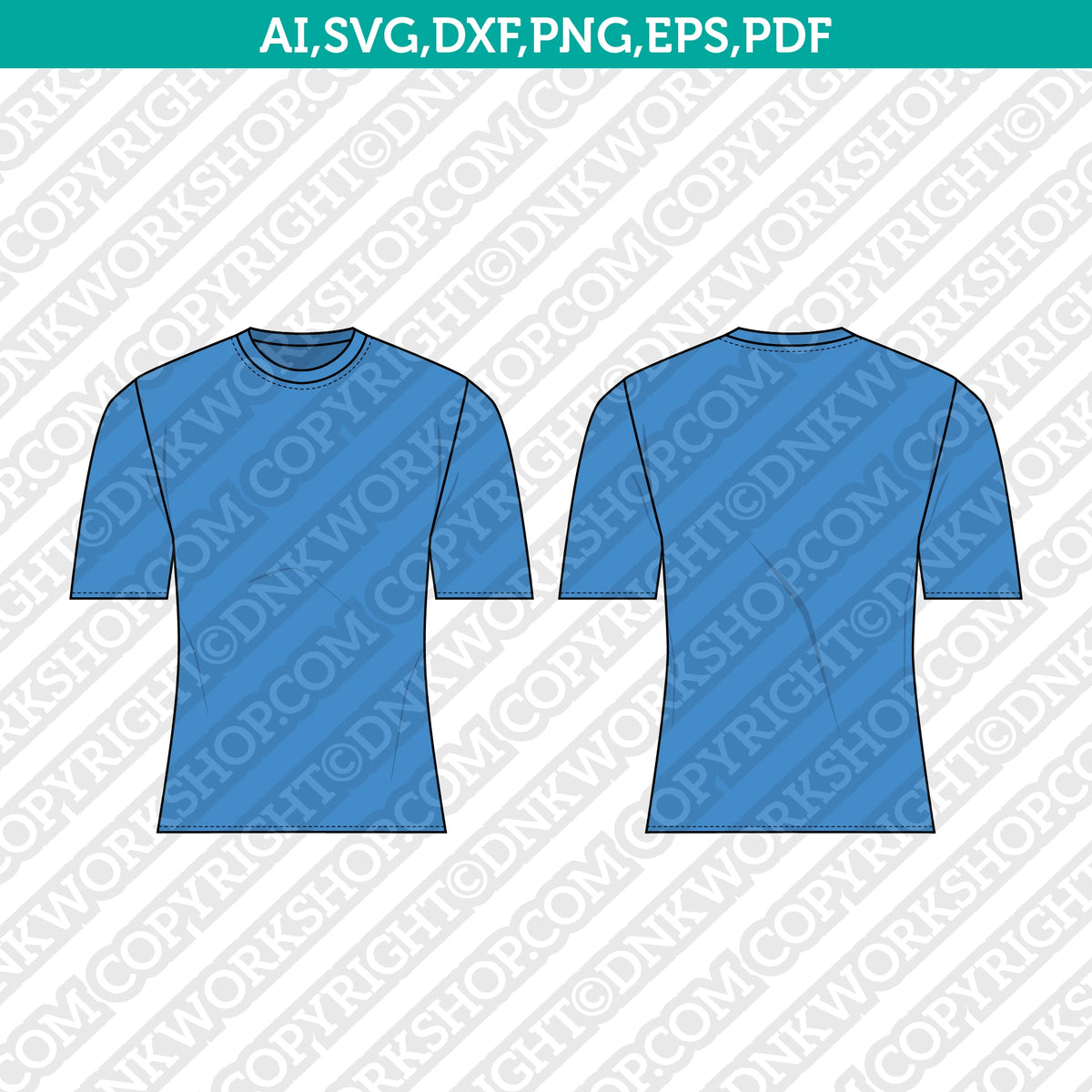 T shirt SVG Technical Flat Sketch Fashion CAD PDF Cut File Vector Cric ...