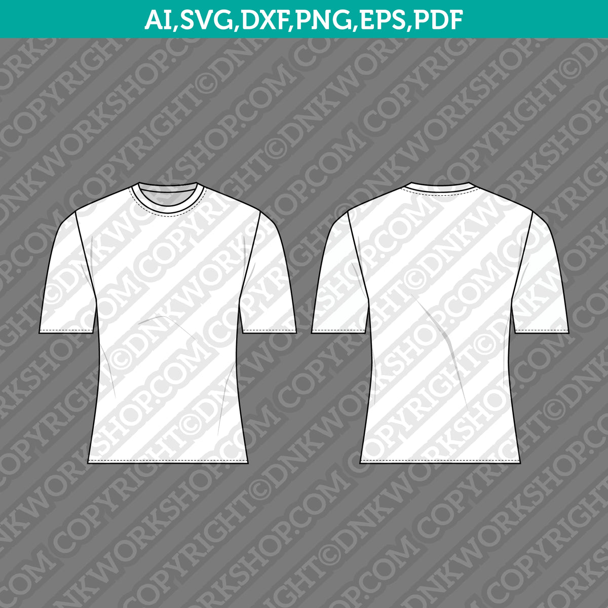 T shirt SVG Technical Flat Sketch Fashion CAD PDF Cut File Vector Cric ...