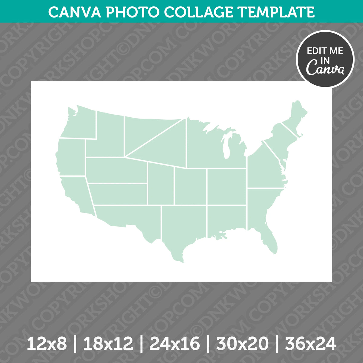 USA Map Photo Collage Template Canva PDF – DNKWorkshop