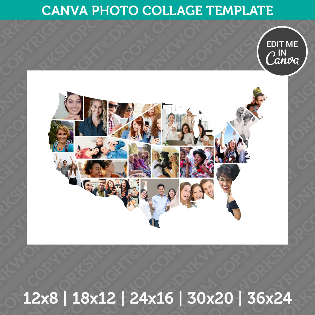 USA Map Photo Collage Template Canva PDF – DNKWorkshop