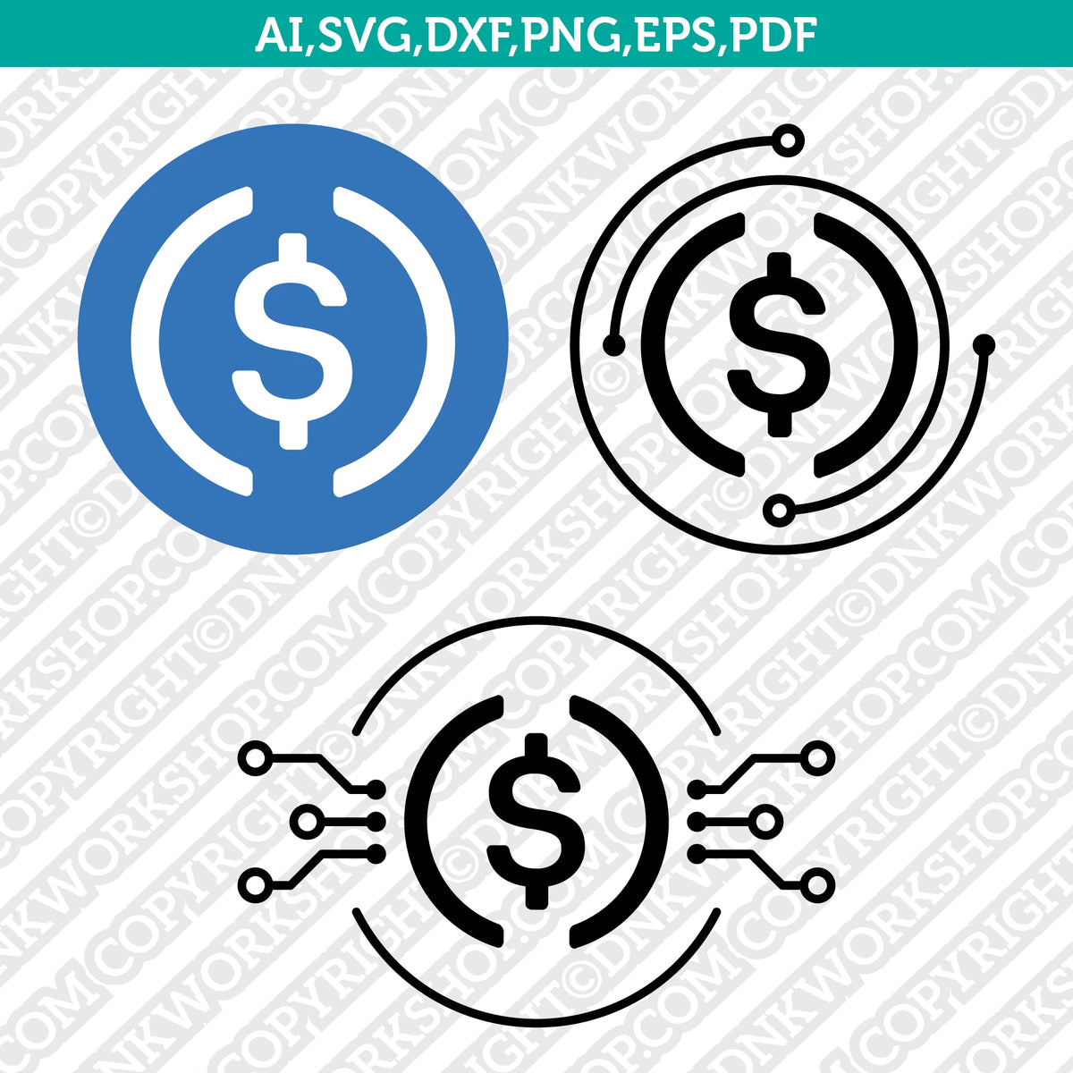 USD Coin Logo SVG Cryptocurrency Cricut CutFile Clipart Dxf Eps Png Si ...
