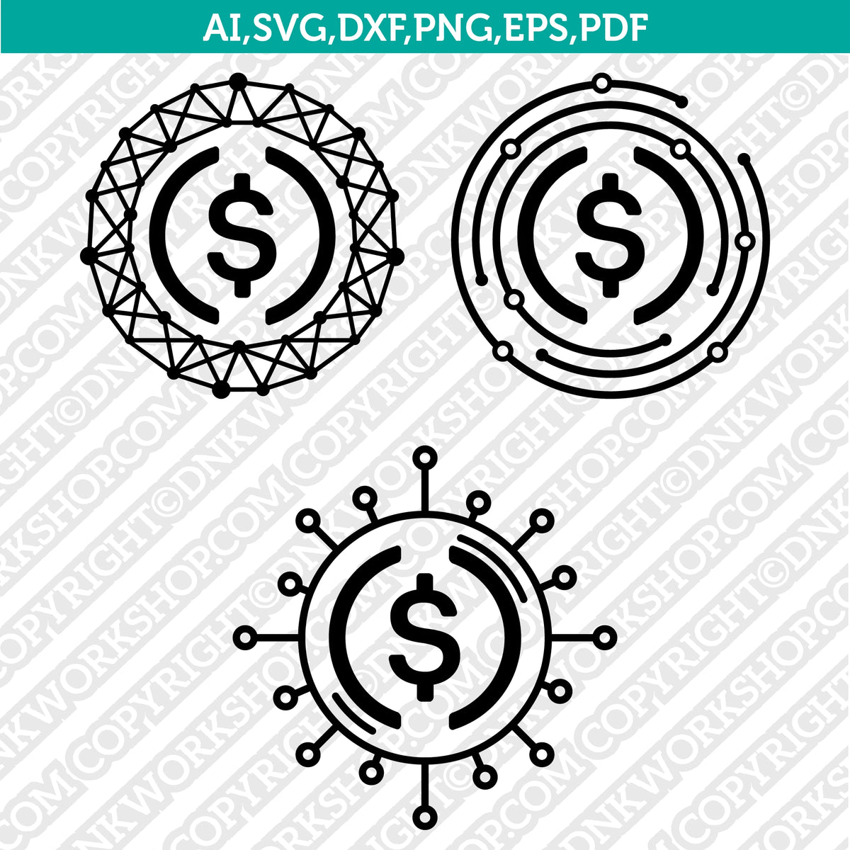 USD Coin Logo SVG Cryptocurrency Cricut CutFile Clipart Dxf Eps Png Si ...