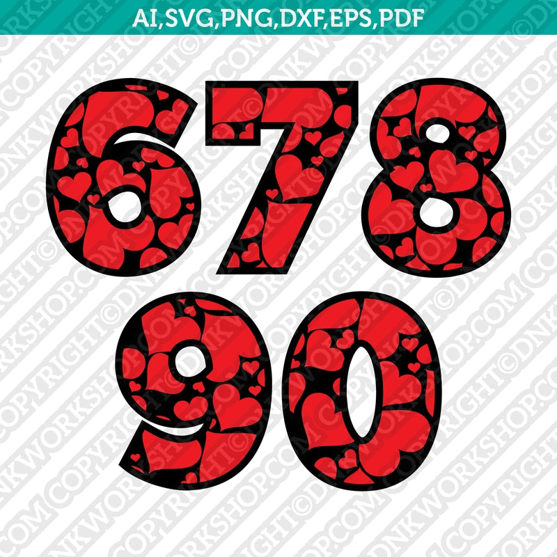 Valentine Heart Love Numbers SVG Cricut Cut File Clipart Png Eps Dxf ...