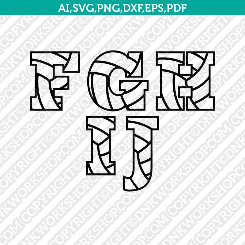 Volleyball Volley Team Letter Font Alphabet SVG Cut File Cricut Vector ...