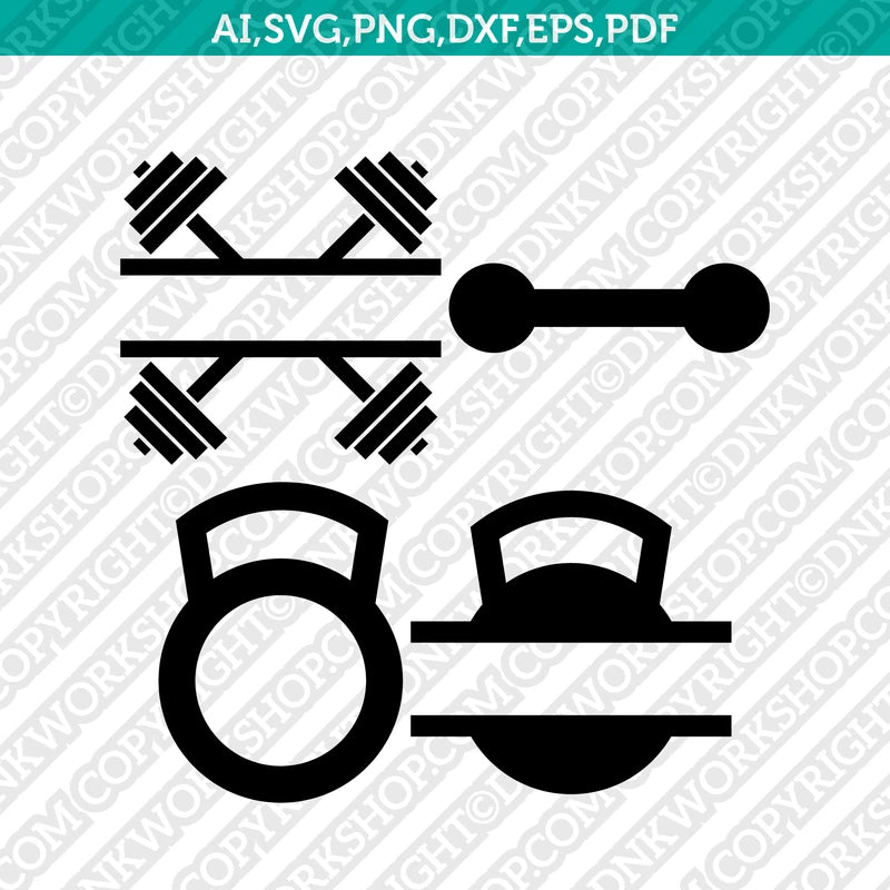 Weights Barbell Cross Crossfit Gym Monogram Frame SVG Cricut Cut File ...