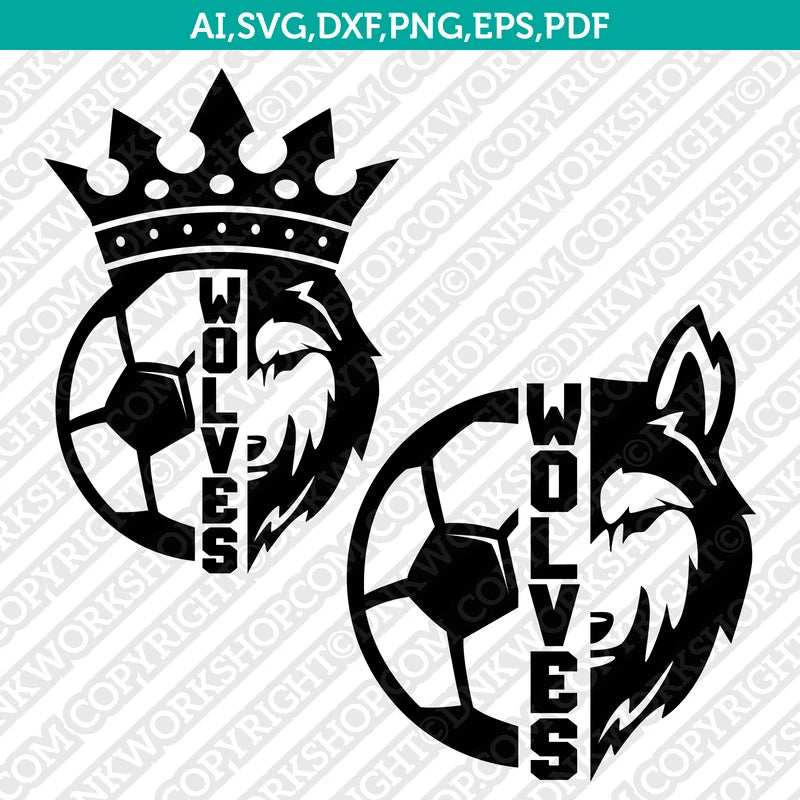 Wolves Soccer SVG Vector Silhouette Cameo Cricut Cut File Clipart Eps ...