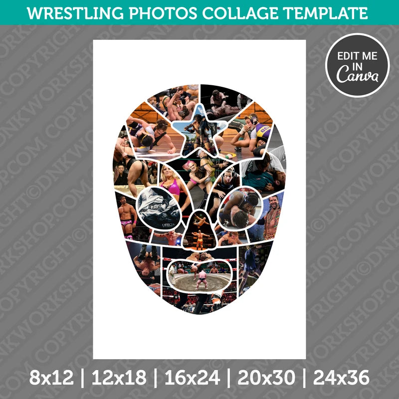 Wrestler Wrestling Photo Collage Template Canva PDF – DNKWorkshop